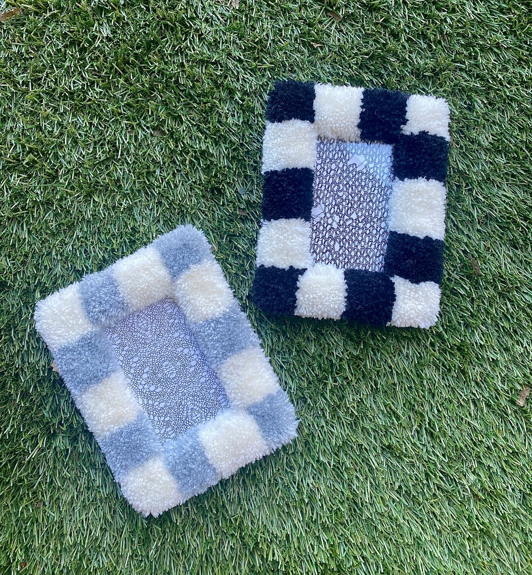 Tufted Checkered 4x6 Inch Photo Frames With Glass, Fuzzy Checker Print ...
