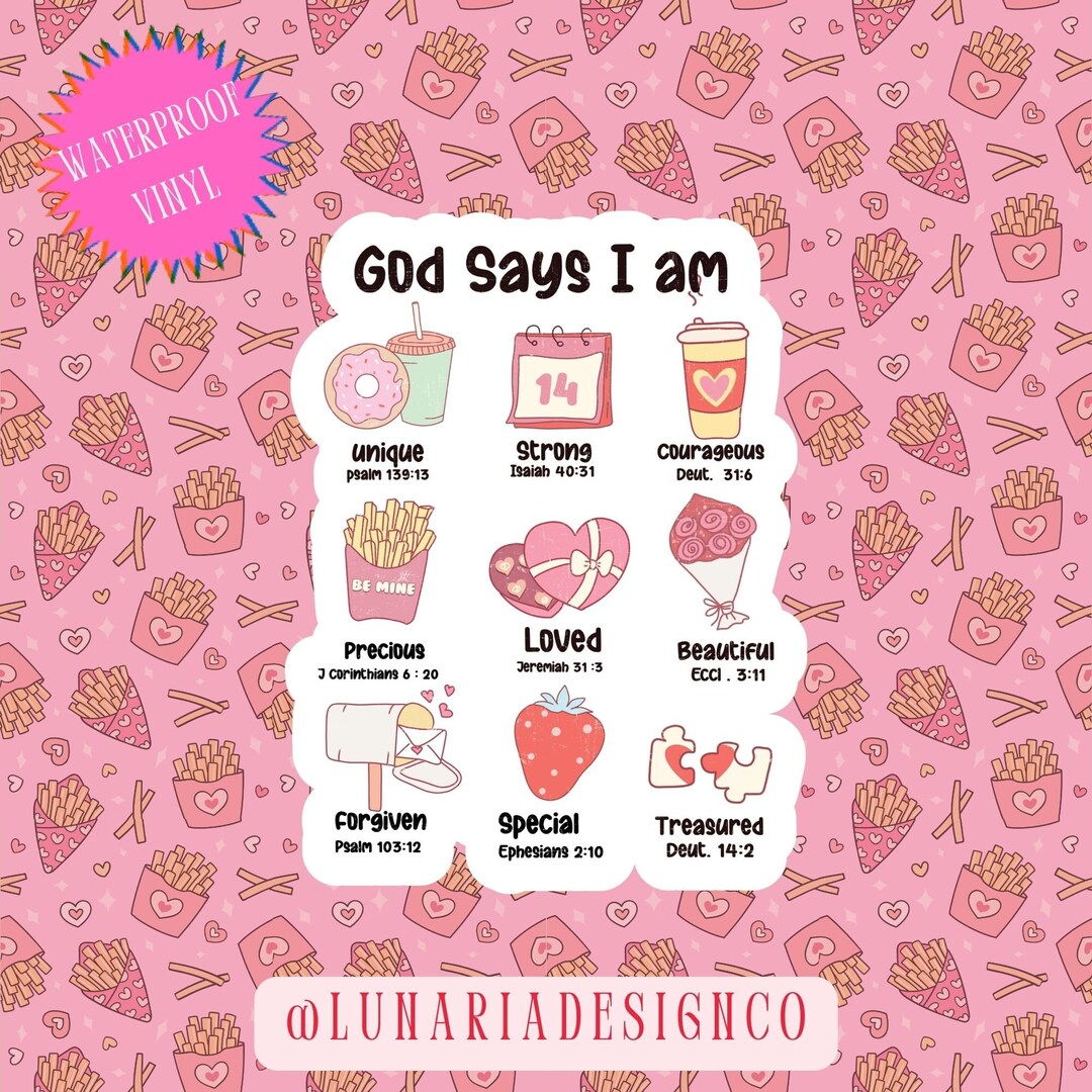 God Says I Am Loved Sticker, Faith Sticker, Vday, Motivational Vinyl ...