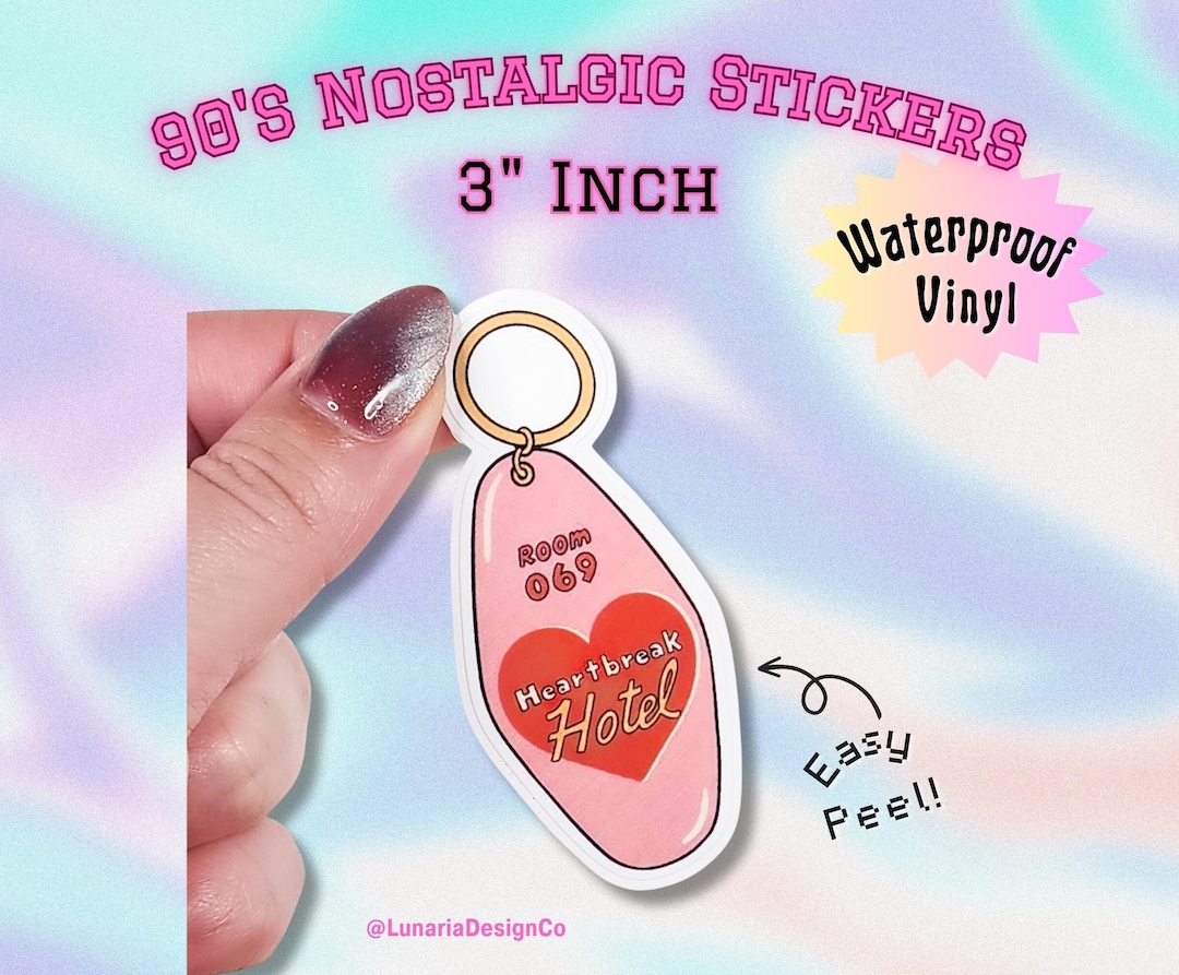3" 90s Heartbreak Hotel Waterproof Sticker, Retro 90's Nostalgia ...