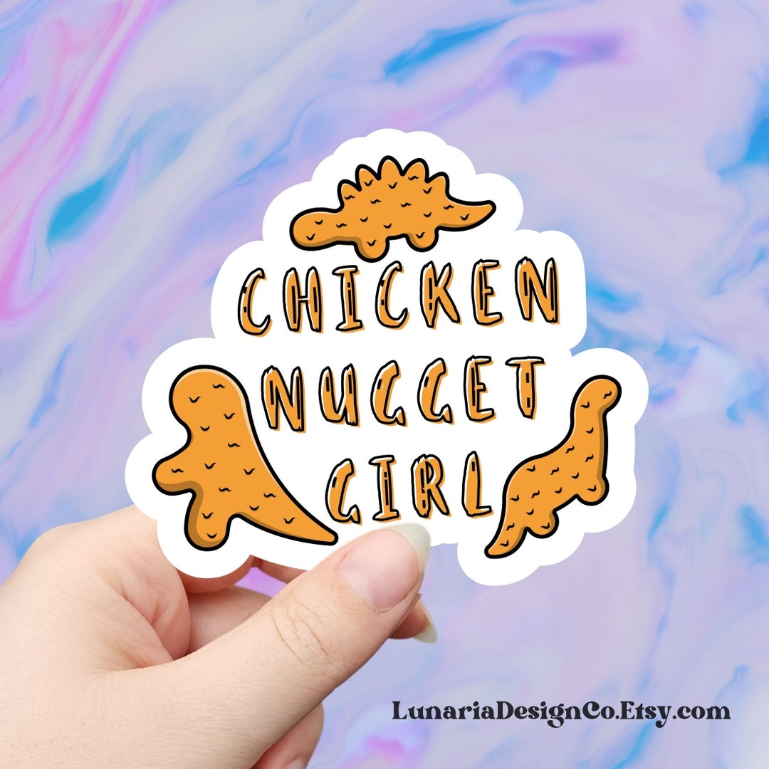 Chicken Nugget Girl Sticker, Dino Nugget Sticker, Funny Food Sticker ...