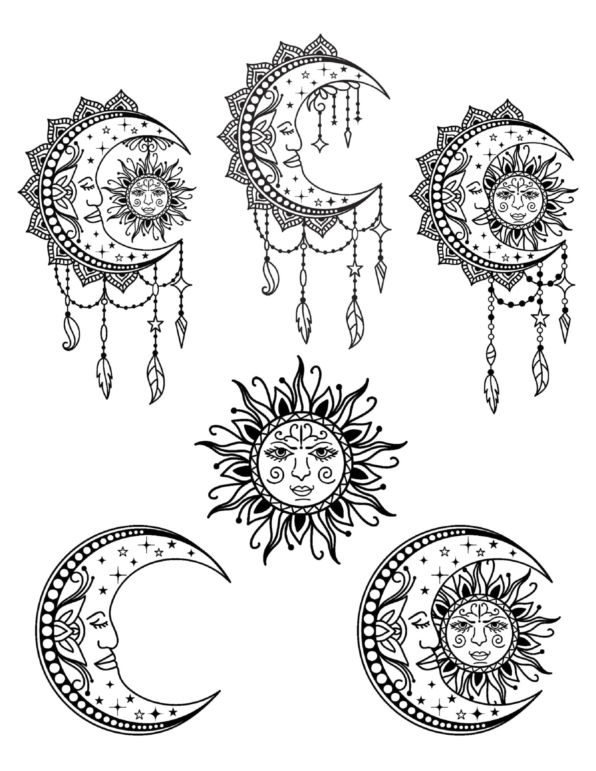 Resin Foil Zentangle Moon and Sun Large Celestial Resin Foil - Etsy