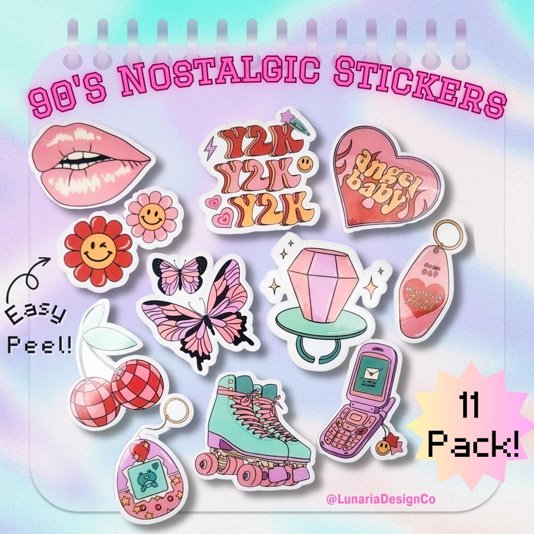 3" 90s Waterproof Stickers 11 Pack, 90's Nostalgia Stickers, Glossy Y2k ...