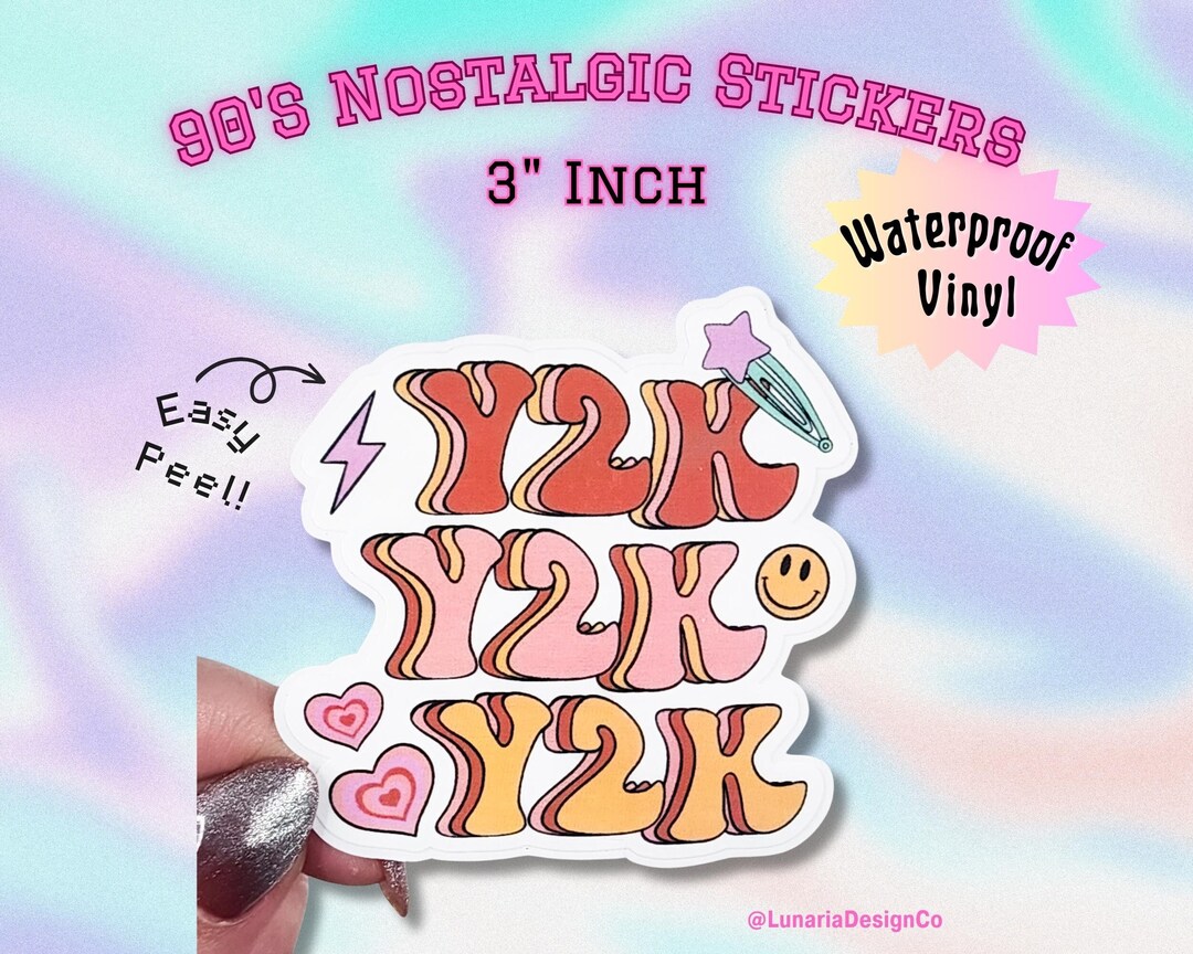 3" Y2K Waterproof Sticker, Retro 00's Nostalgia Sticker, Glossy Y2k ...