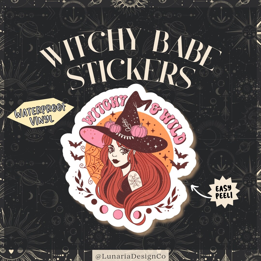 Witchy & Wild Halloween Waterproof Vinyl Sticker, Cute Witch Sticker ...