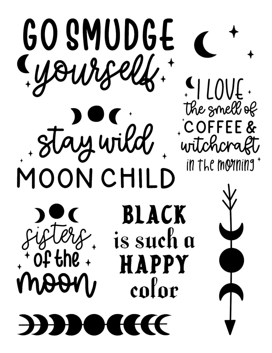 Resin Foil Witchy Sayings #4 - Celestial Witch Quotes + Magic Sayings ...