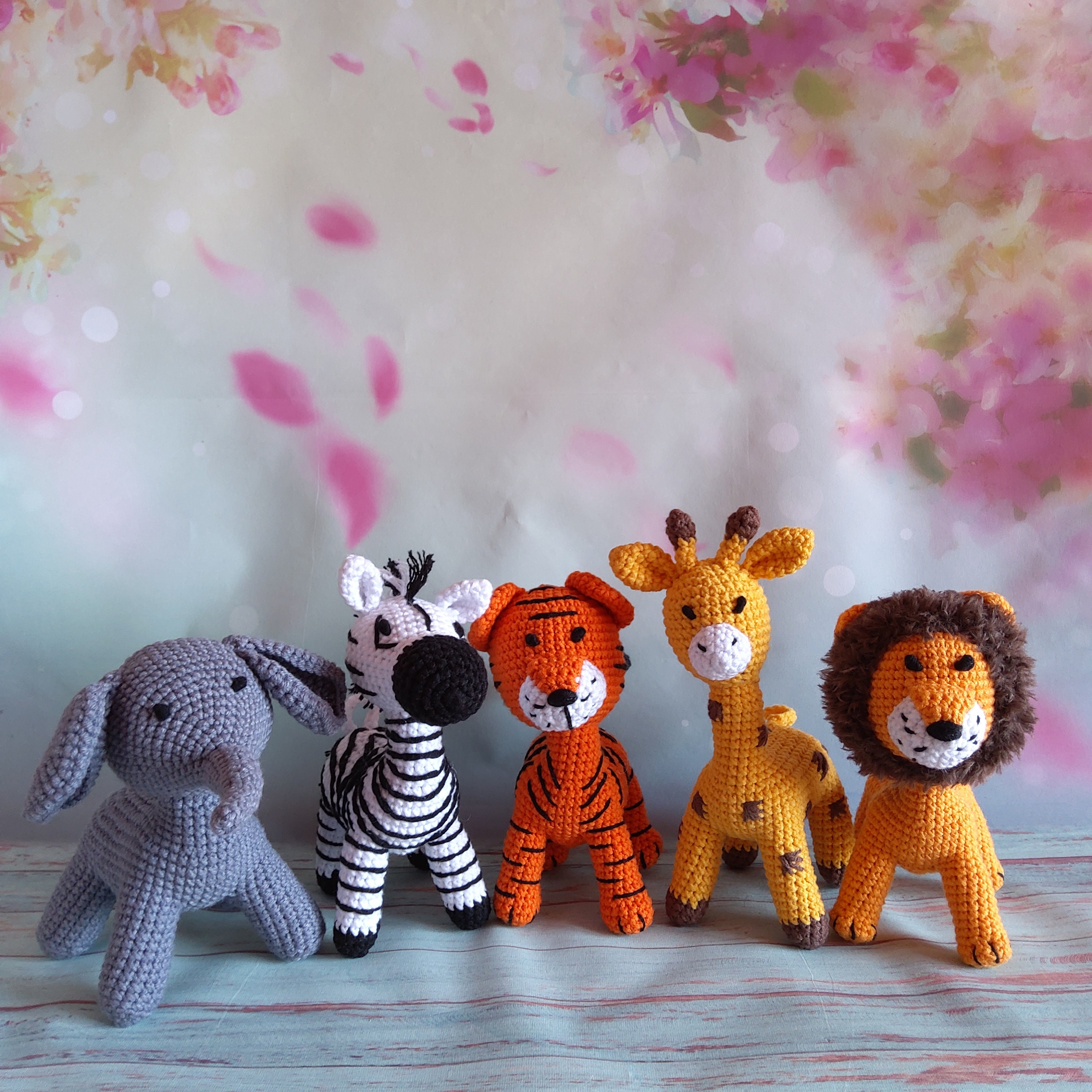 Crochet Safari Animals, Small African Animals, Giraffe, Lion, Tiger ...