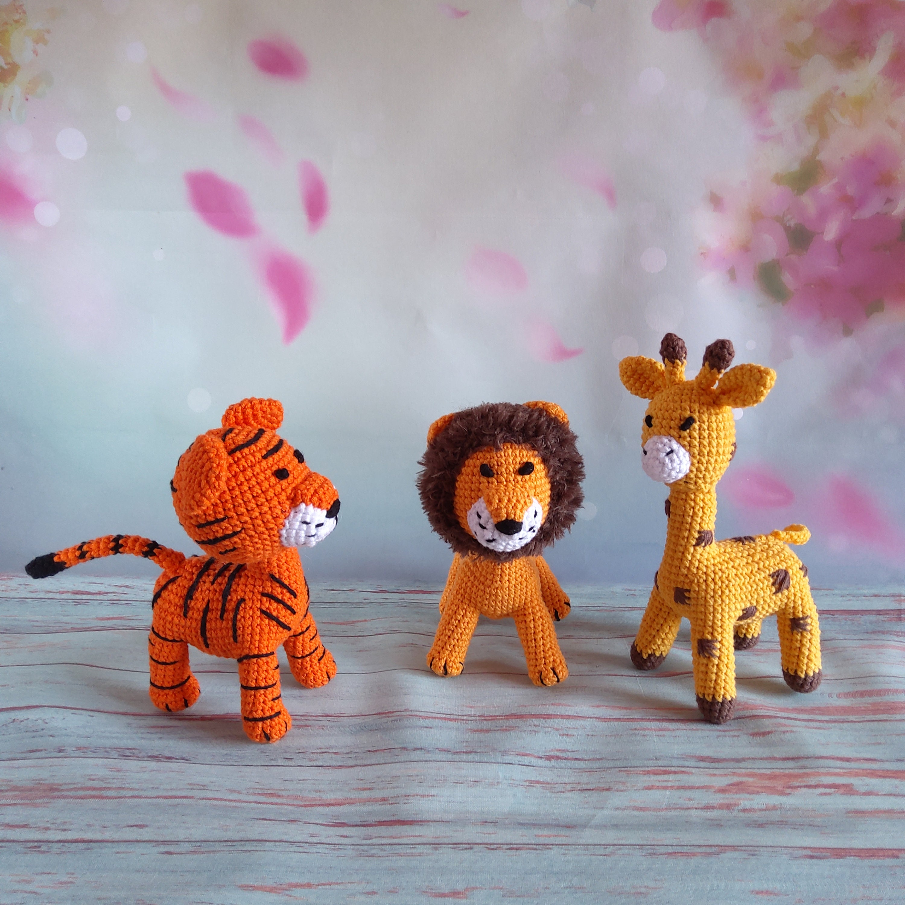 Crochet Safari Animals, Small African Animals, Giraffe, Lion, Tiger ...