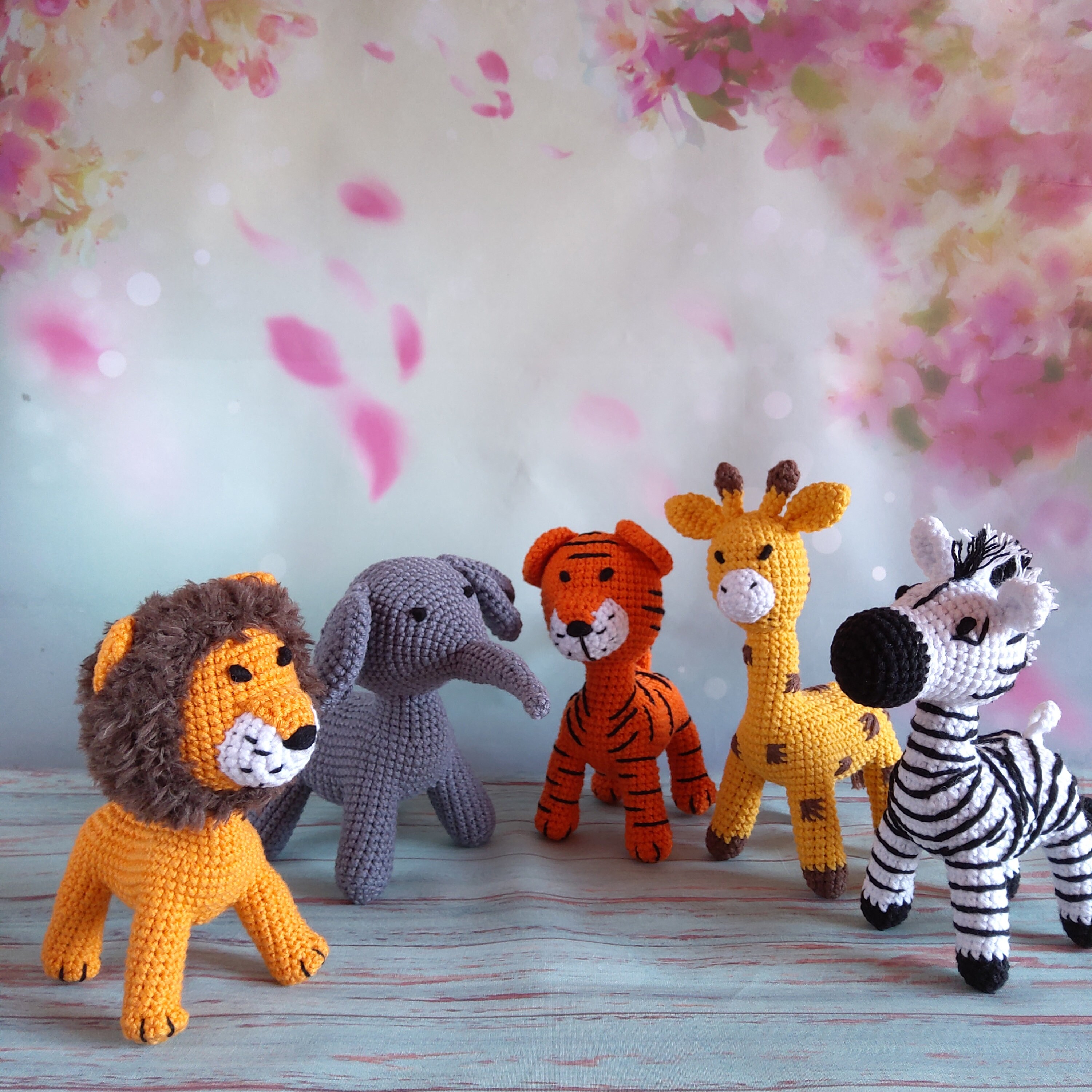 Crochet Safari Animals, Small African Animals, Giraffe, Lion, Tiger ...
