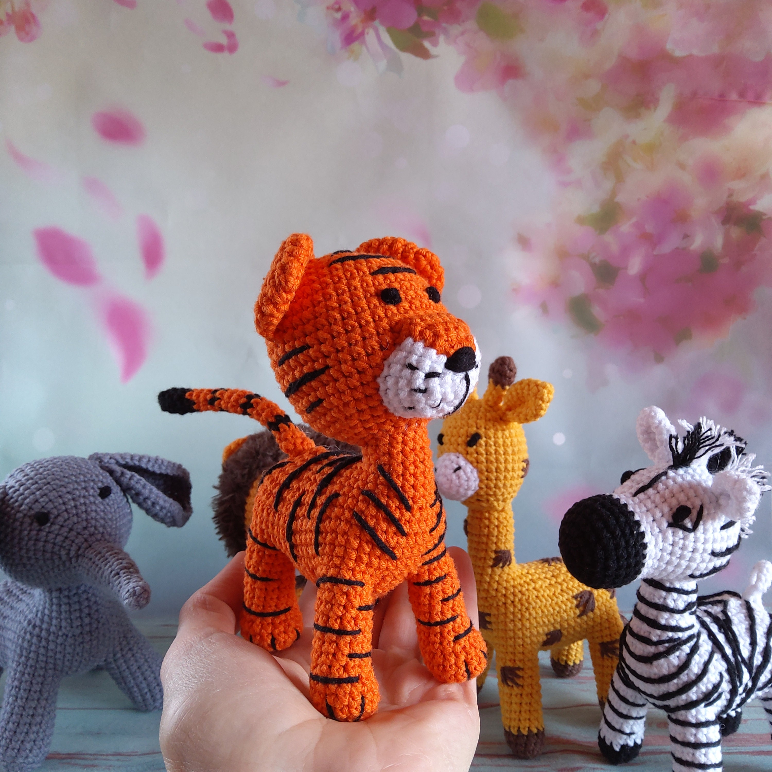 Crochet Safari Animals, Small African Animals, Giraffe, Lion, Tiger ...