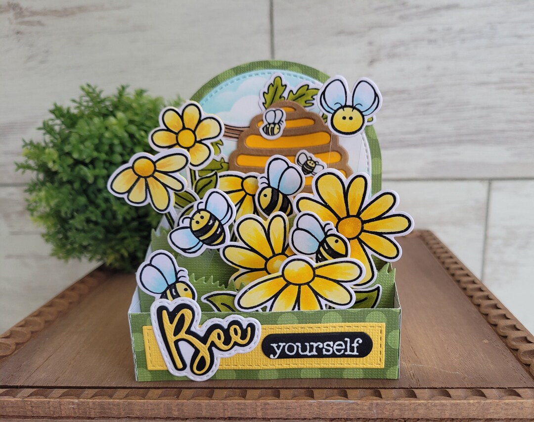Bee Yourself Pop up Box Card 3D Encouragement Box Card With Bees ...