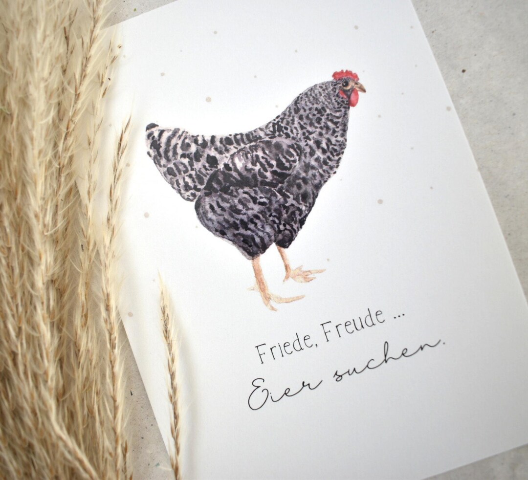 Postcard A6 Chicken Watercolor "peace, Joy" Sparrowhawk Chicken ...