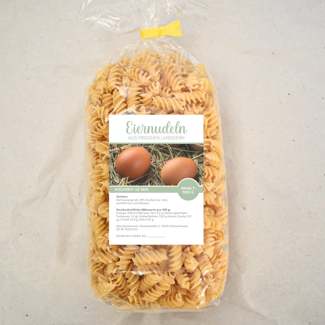 Helmine Label for Egg Noodles | Label, Sticker, Pasta, Egg Noodles ...
