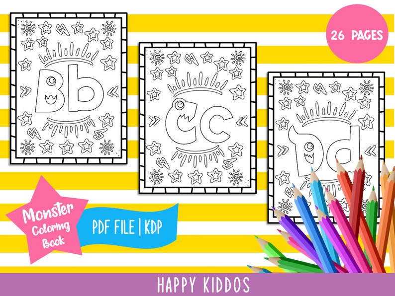 Alphabet Monster Coloring Book for Kids - Etsy