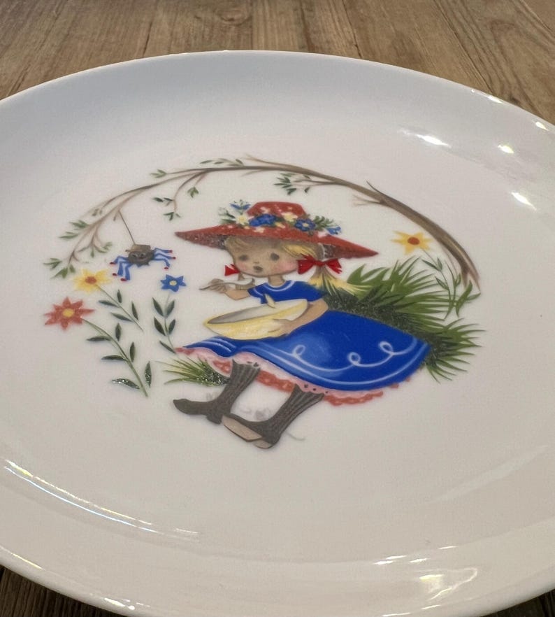 Little Miss Muffett Nursery Rhyme Plate -woodmere Studio China Made in ...
