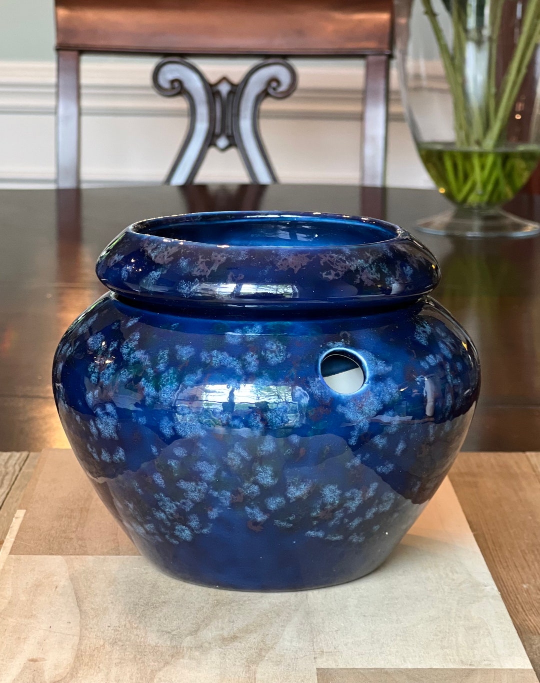 Vintage 1997 the Violet Pot Self-watering Ceramic Blue Glaze African ...