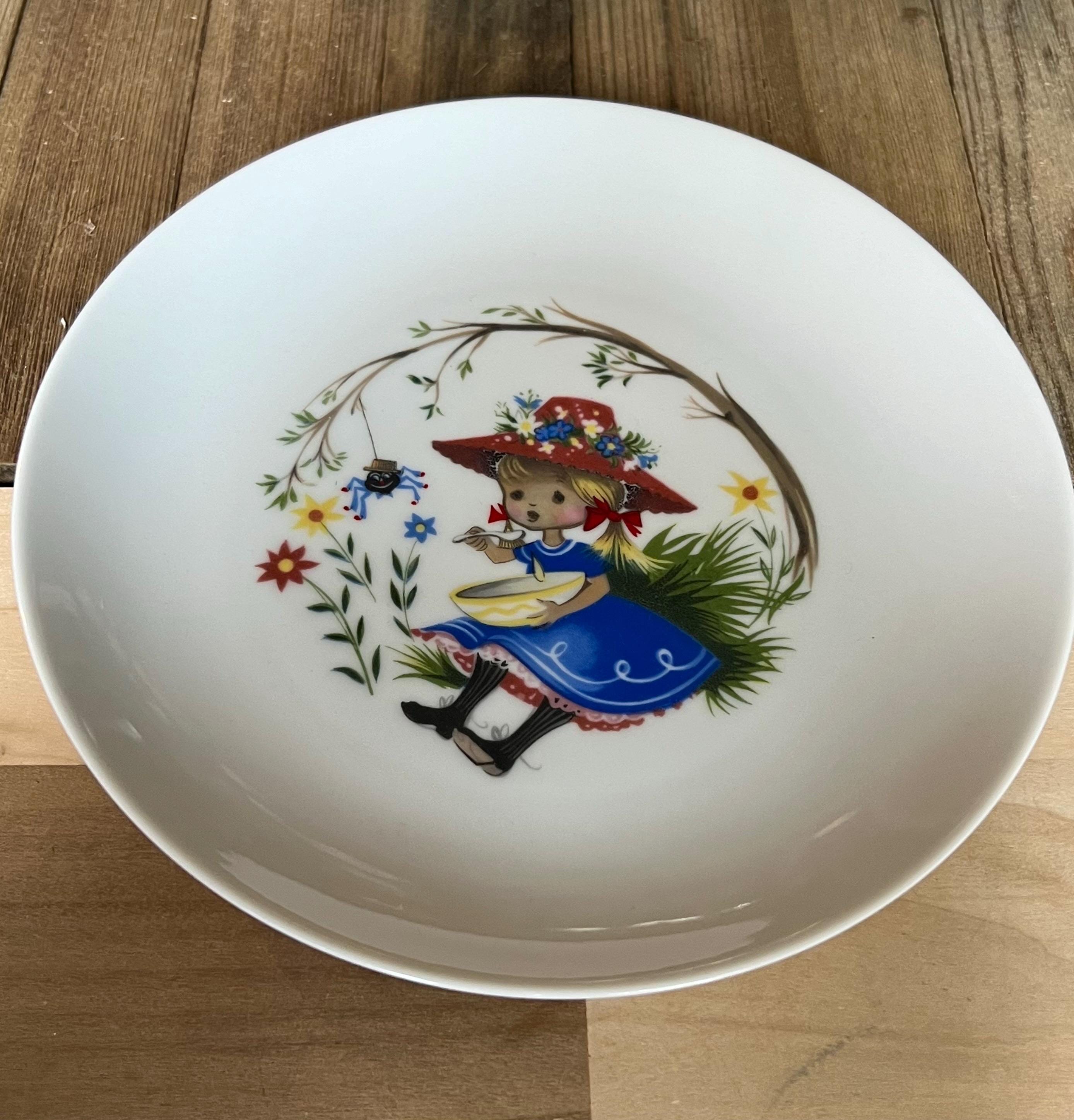 Little Miss Muffett Nursery Rhyme Plate -woodmere Studio China Made in ...