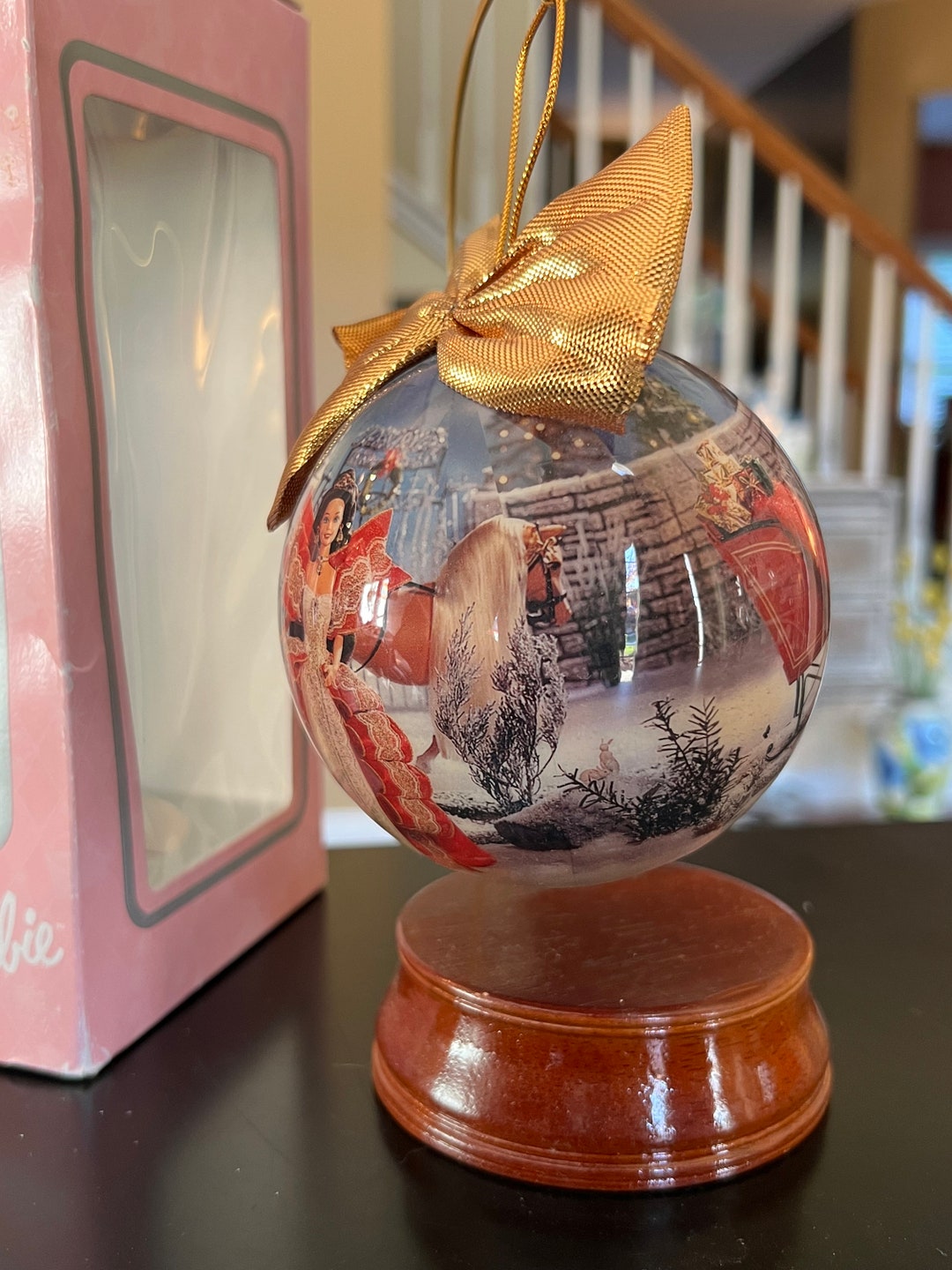 1997 Holiday Barbie Decoupage Ornament With Wooden Stand - Etsy