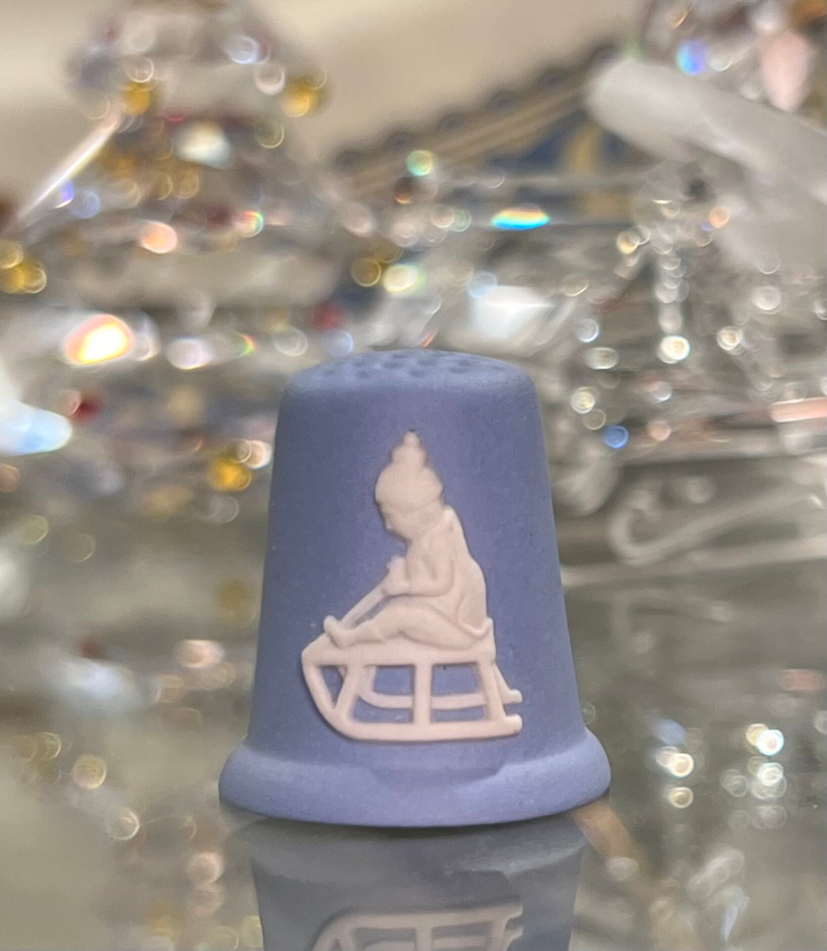 Wedgwood 1985 Jasperware Christmas Thimble Child on Sled - Etsy