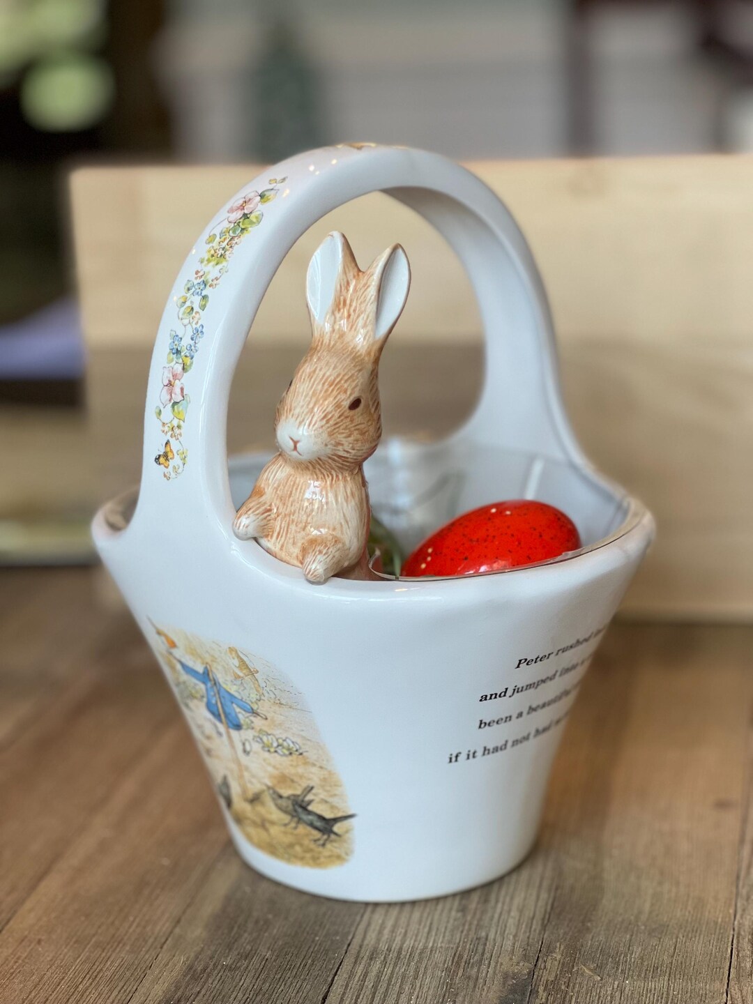 Beatrix Potter’s Peter Rabbit Ceramic Basket / Planter With Original ...