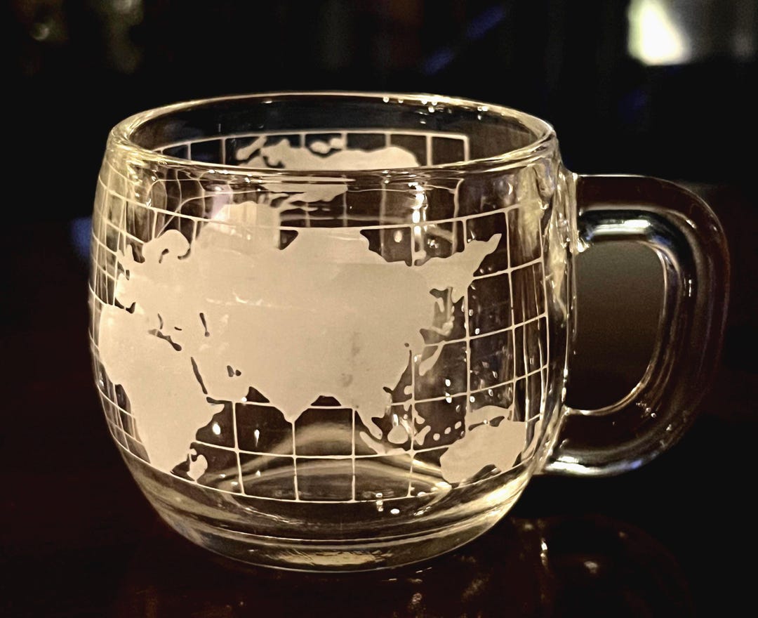 1970s Nestle Nescafe World Map Etched Glass Coffee Mug - Etsy