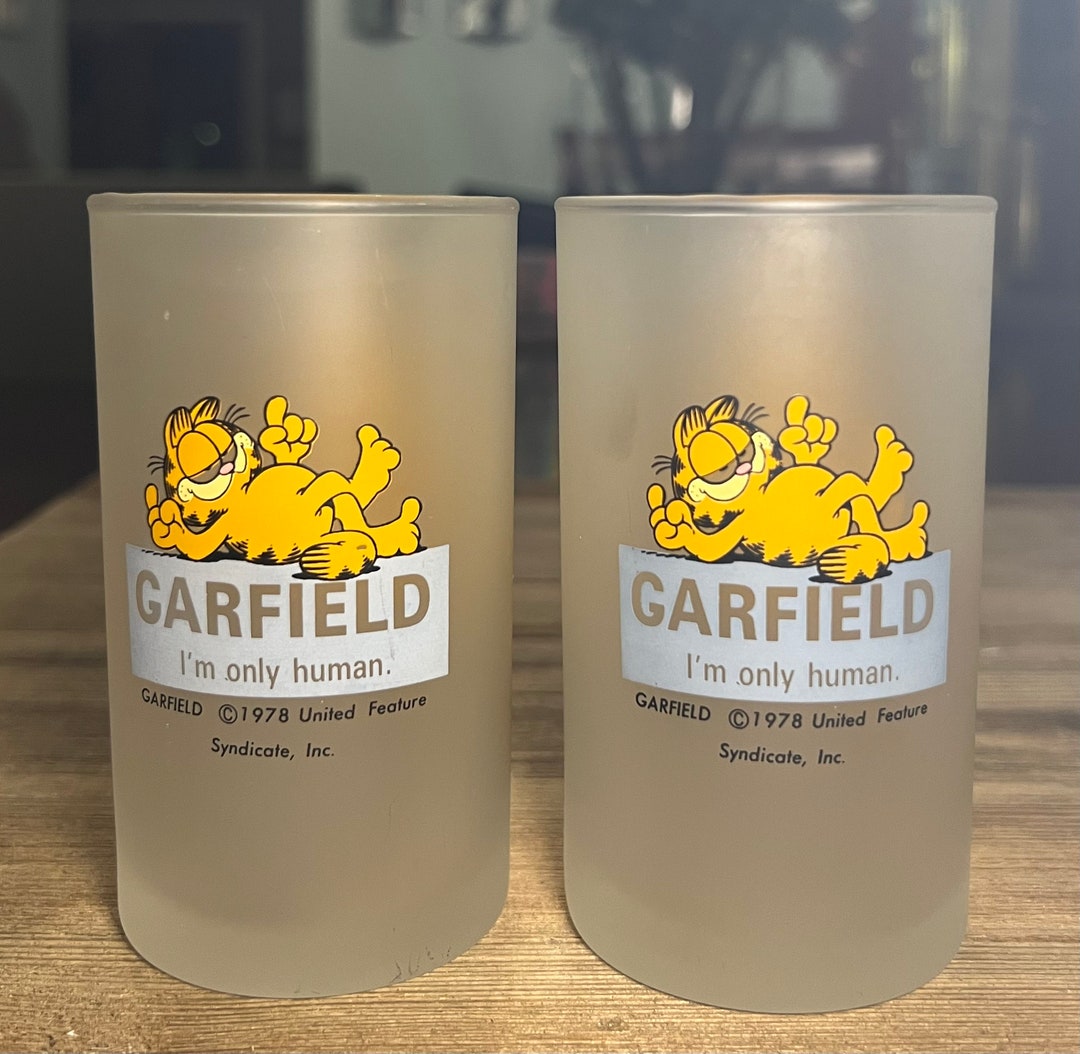 Pair of Garfield Frosted im Only Human 1978 Drinking Glasses - Etsy