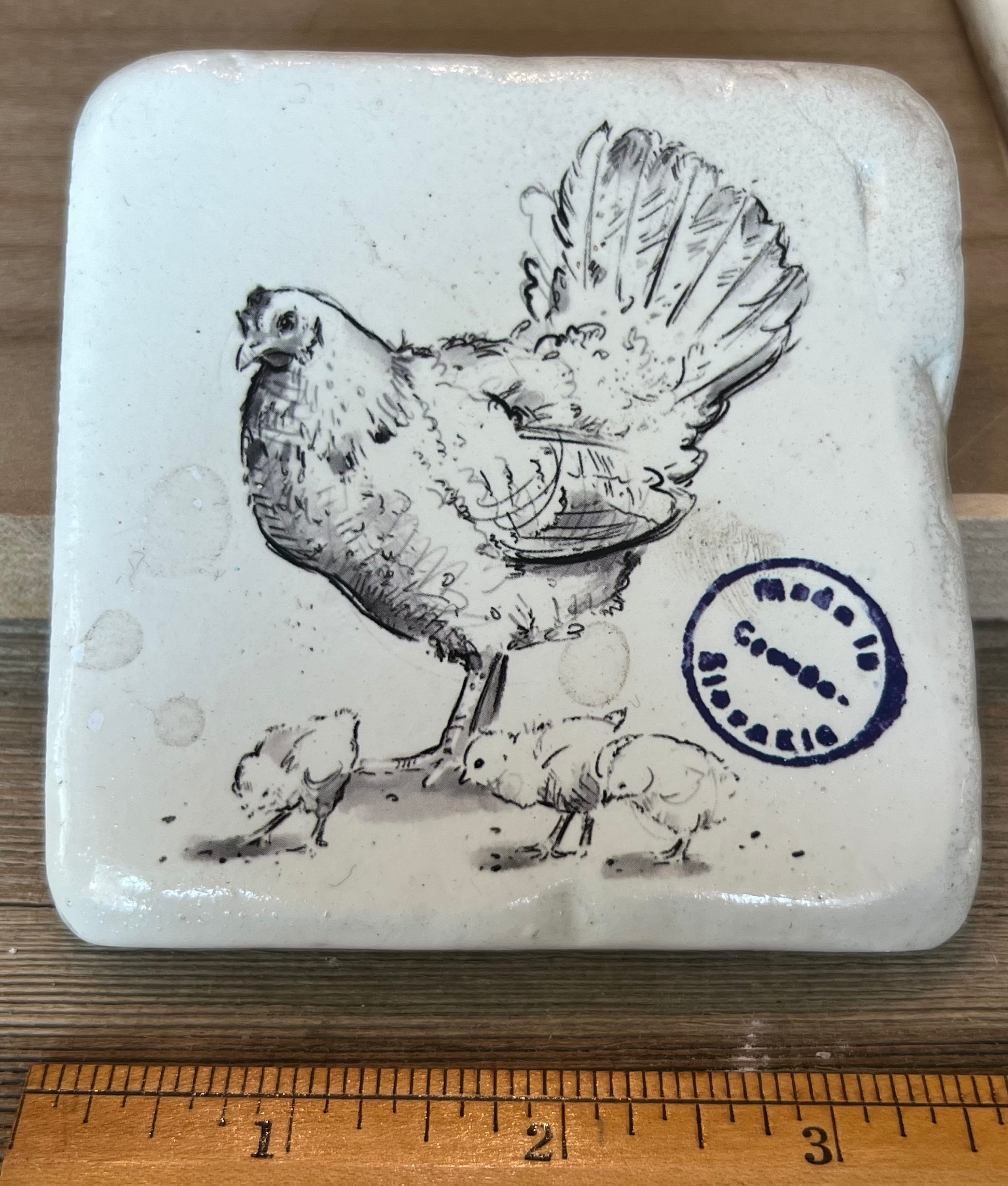 Chad Barrett Signed Rustic Farmhouse Stone Cork Coaster Chicken - Etsy