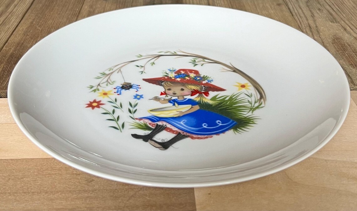 Little Miss Muffett Nursery Rhyme Plate -woodmere Studio China Made in ...