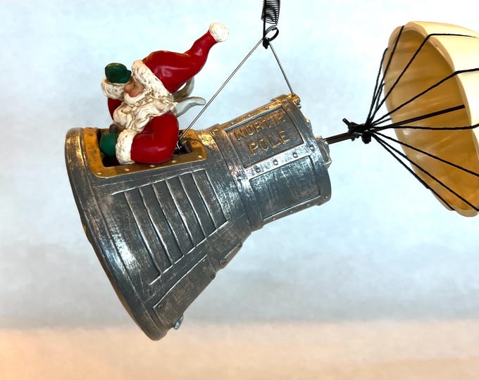 Santa Space Capsule Parachute Ornament / Decor With Spring Hanger - Etsy