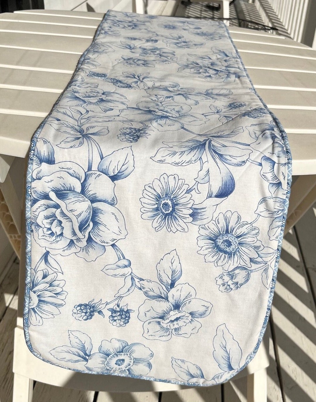 Custom Table Runner Longaberger's Provincial Fabrics. Blue Dahlia on ...
