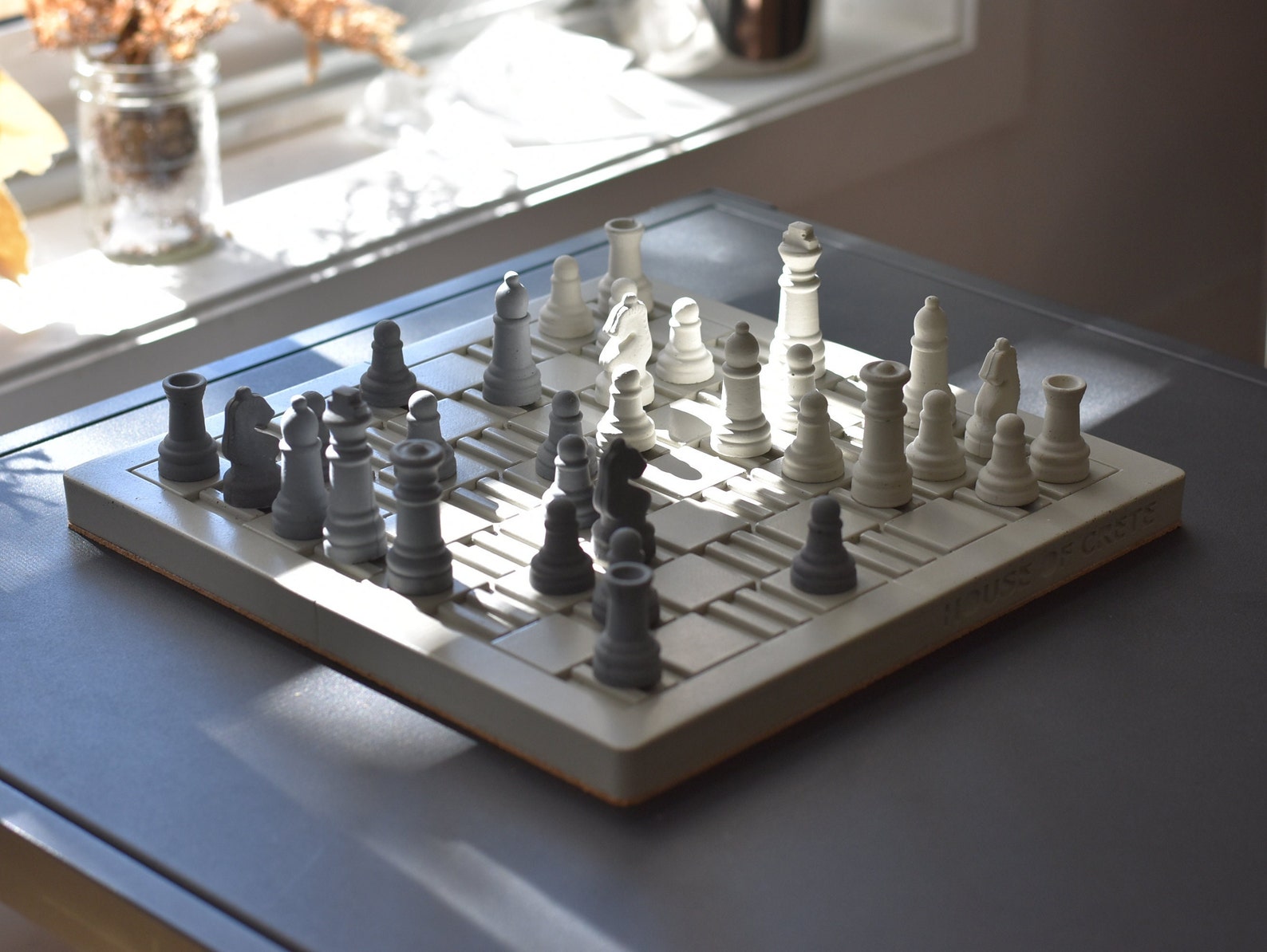 Concrete Chess Set Handmade Chess Board With Pieces Unique | Etsy