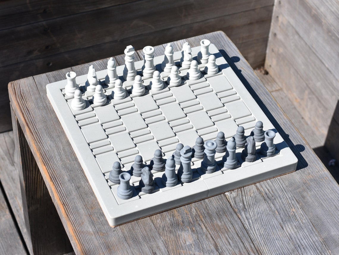 Concrete Chess Set Handmade Chess Board With Pieces Unique | Etsy