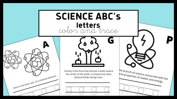 Color and Tracing Letters Abcs Science STEM Words Kids 3-5yrs - Etsy