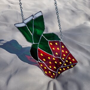 Strawberry Candy Stained Glass Suncatcher, Glass Art, Fruit Stained ...