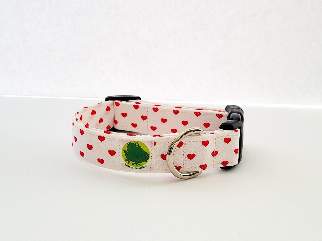 Valentine Dog Collar, Adjustable Pet Collar, White, Red, Unique Cute ...