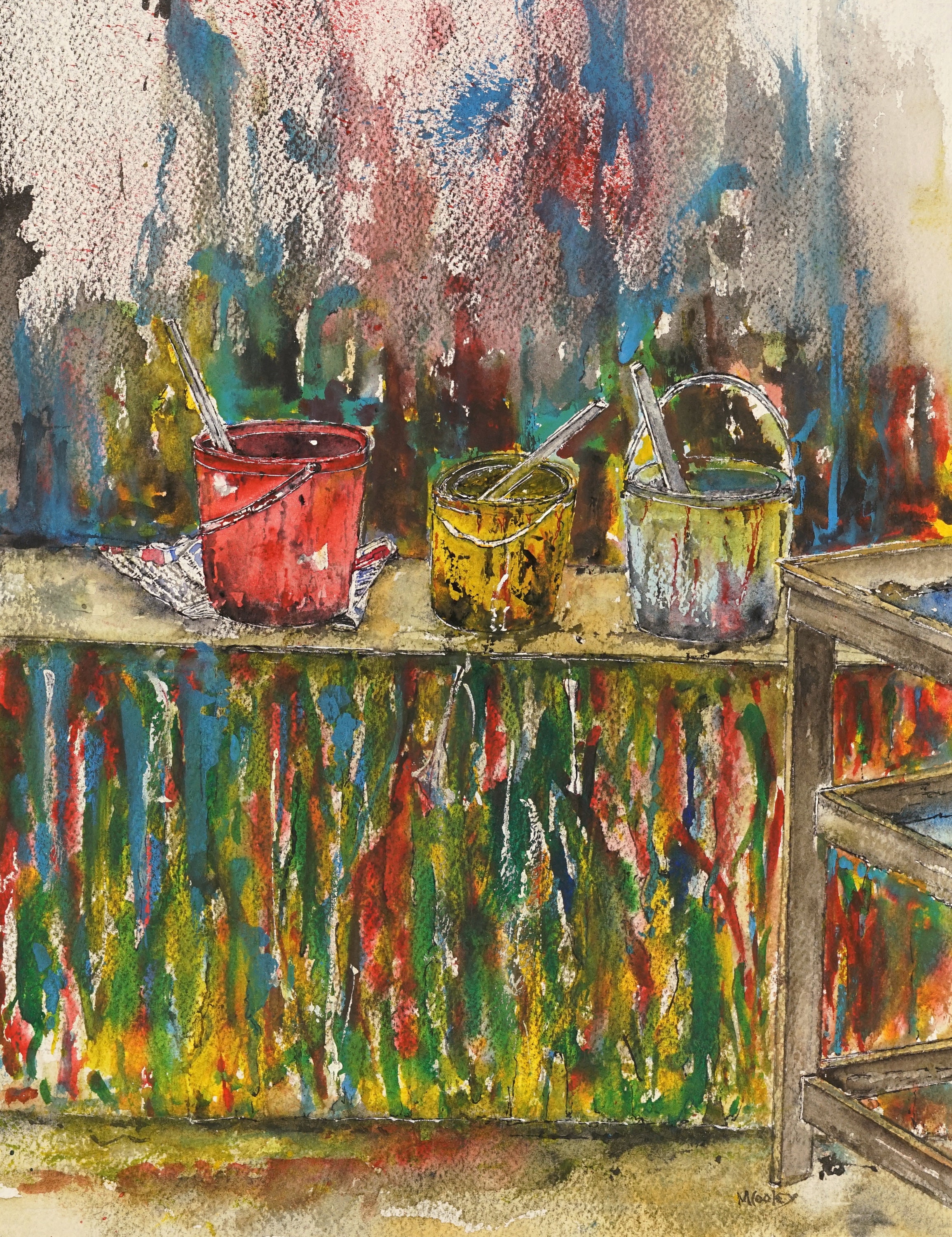 Paint Buckets Watercolor Art Print – Abstract Colorful Still Life ...