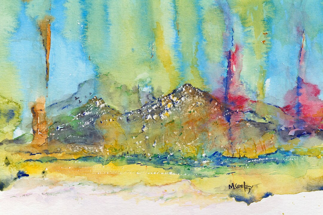 Mountainscape Watercolor Print – Abstract Landscape Art (12x18) - Etsy