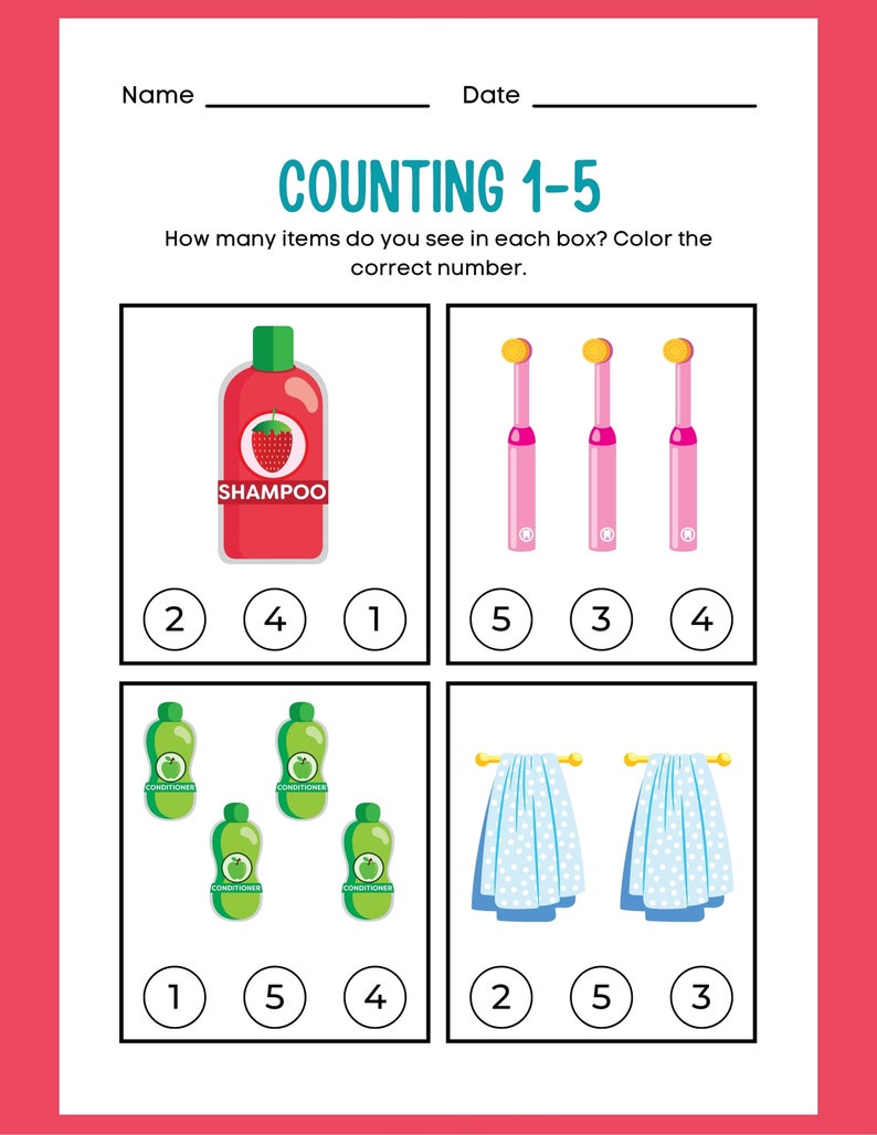 Counting Numbers Worksheet,early Learning, Literacy, Preschool ...