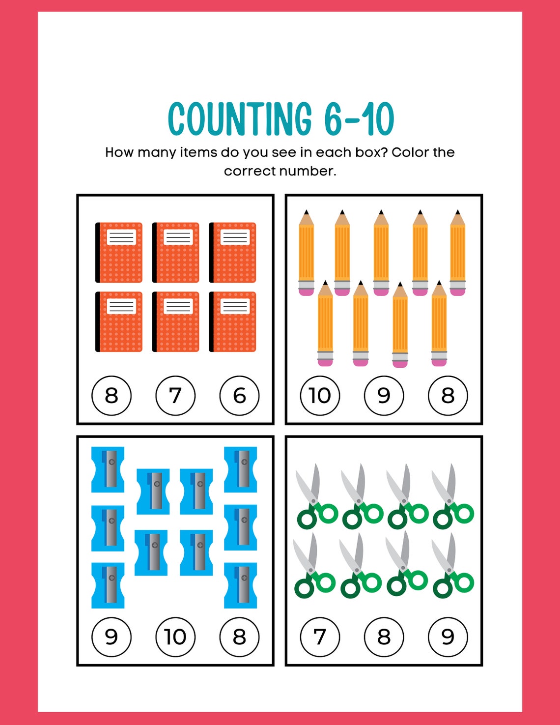 Counting Numbers Worksheet,early Learning, Literacy, Preschool ...