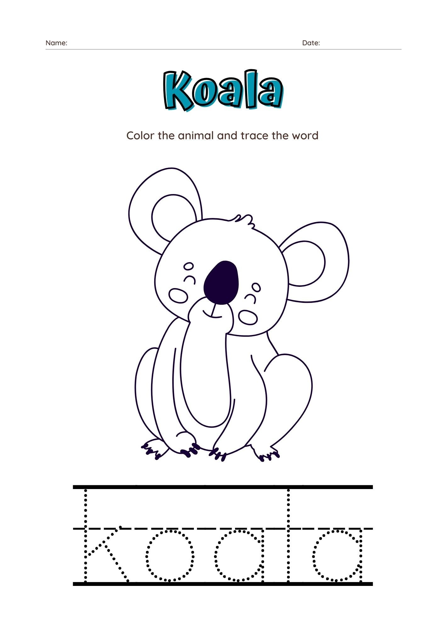Animal Alphabet ABC Coloring & Tracing Worksheets - Learn With A to Z ...