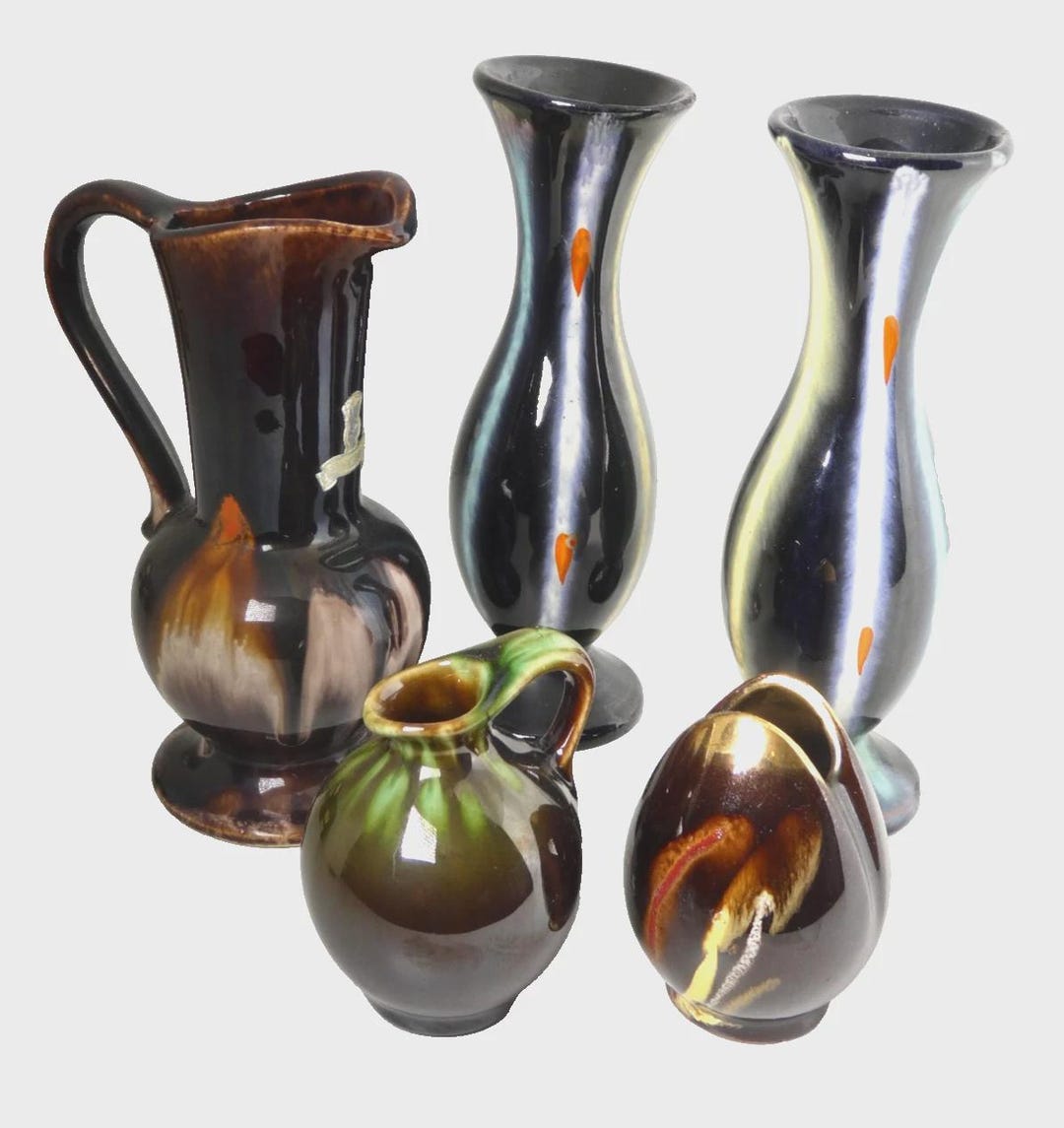 Job Lot West German 1960s Art Nouveau Style Ceramic Jug Vase Jasba Bay ...