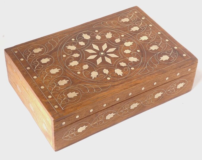 Anglo Indian Wooden Hinged Box Brass Inlay Pattern - Etsy