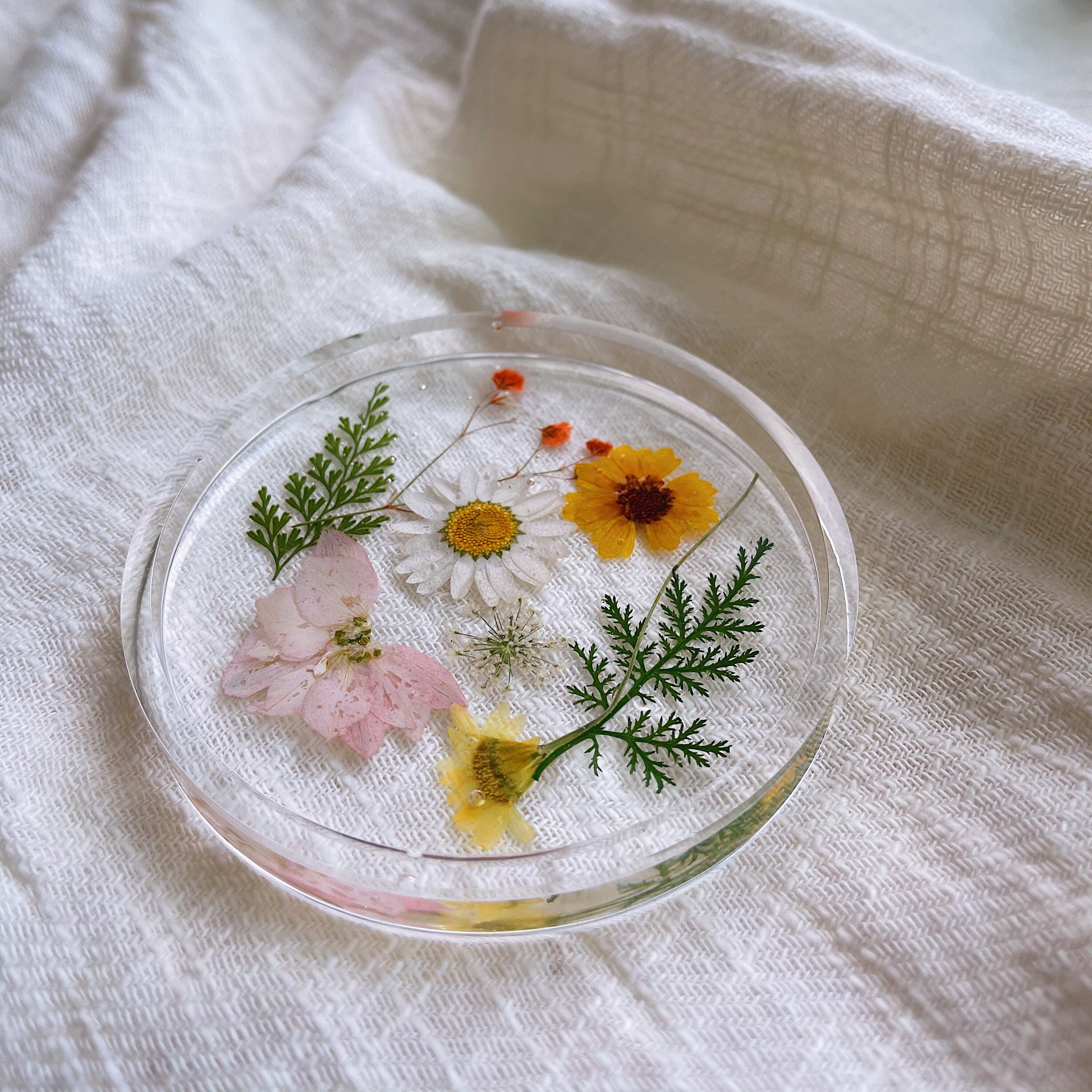 Custom Clear Resin Coasters Dried Flowers Floral Gold Flakes - Square ...
