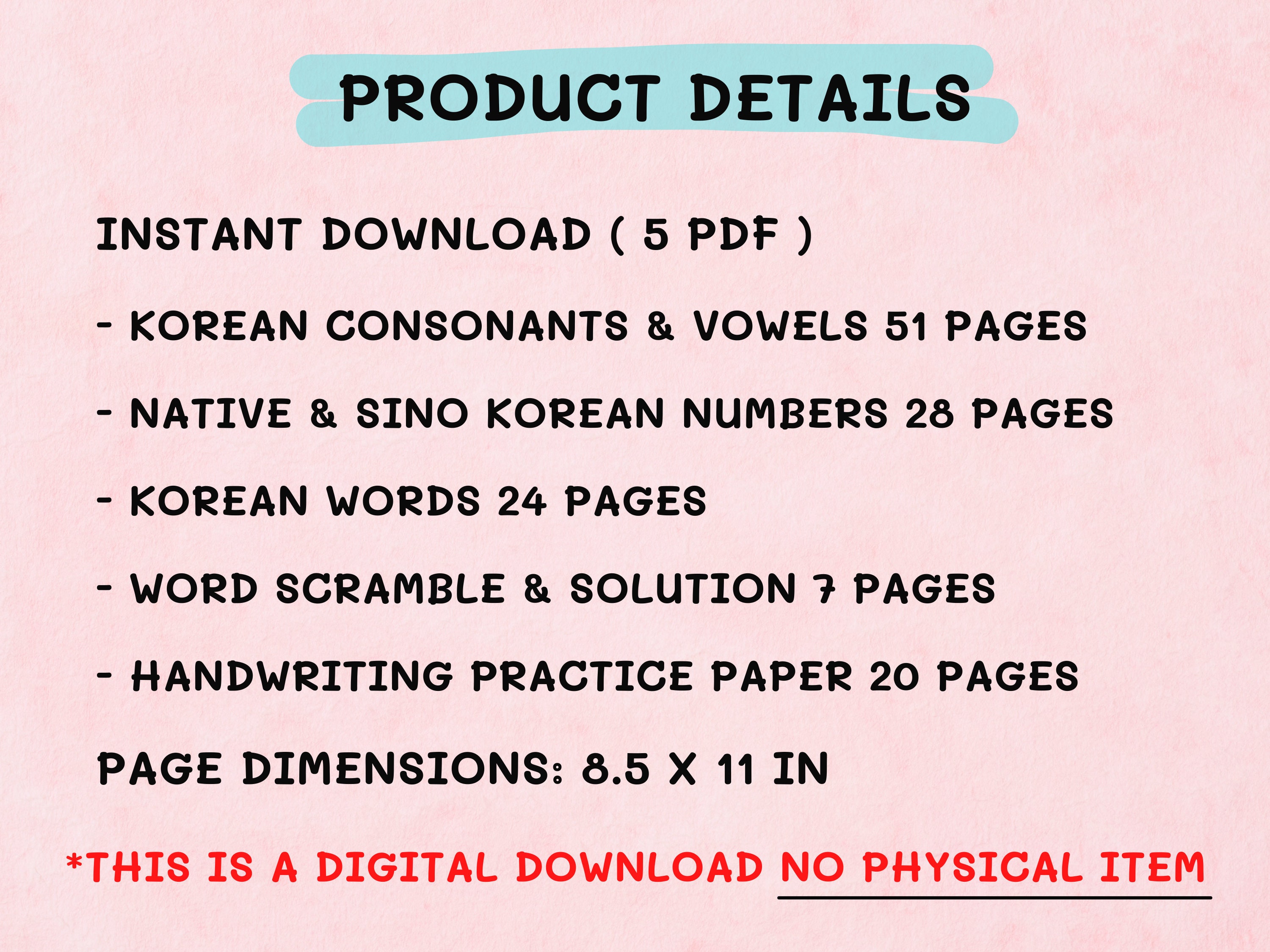 5 in 1 Korean Consonants, Vowels, Numbers, Words and Word Scramble for ...