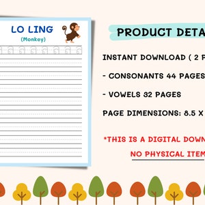 Thai Alphabets (44 Consonants + 32 Vowels) Handwriting Practice ...