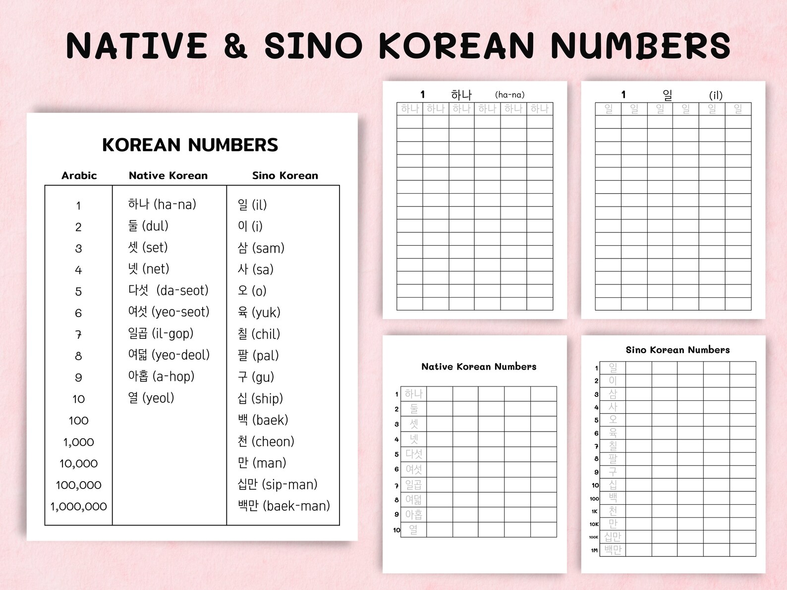 5 in 1 Korean Consonants, Vowels, Numbers, Words and Word Scramble for ...