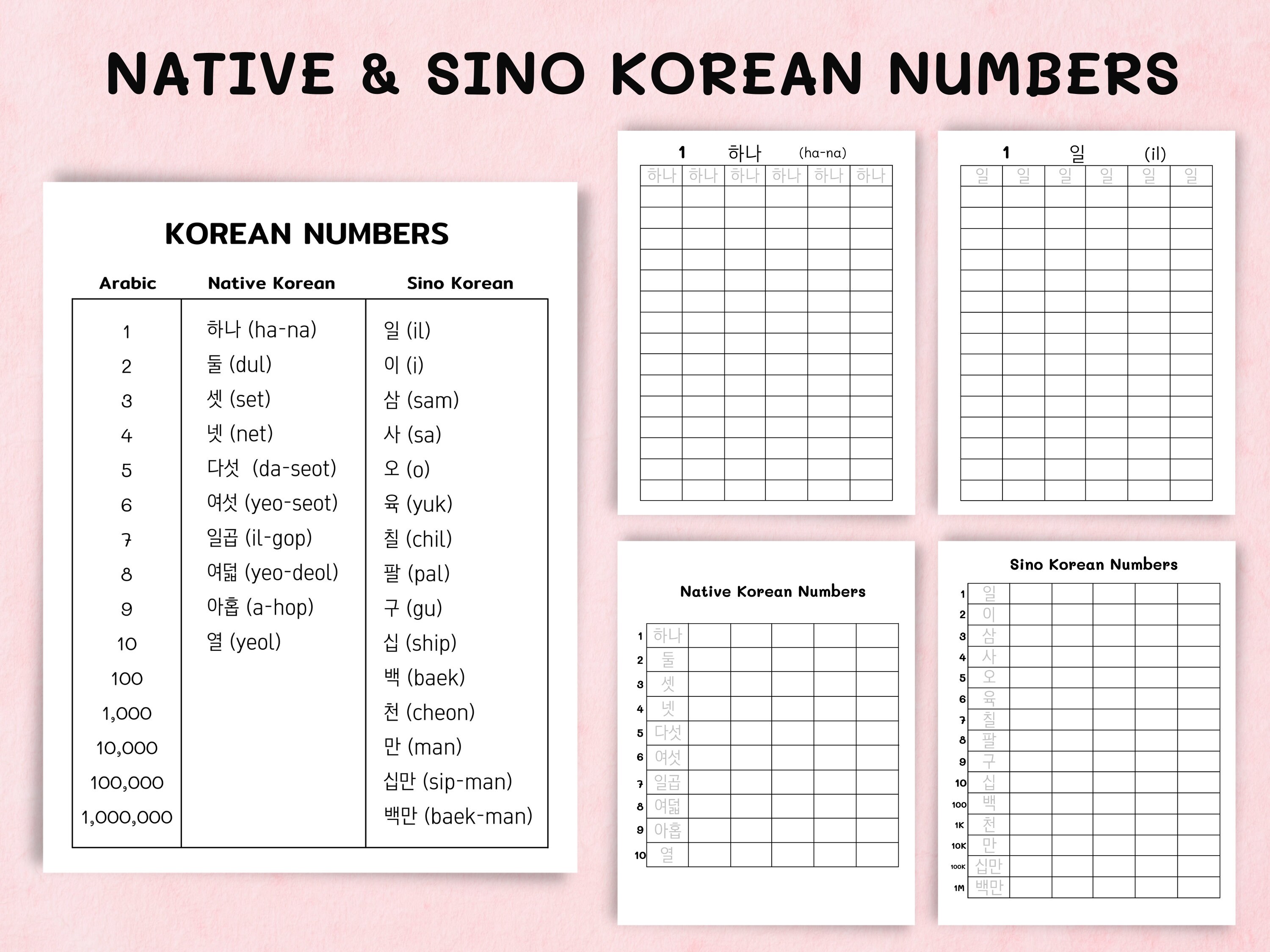 5 in 1 Korean Consonants, Vowels, Numbers, Words and Word Scramble for ...
