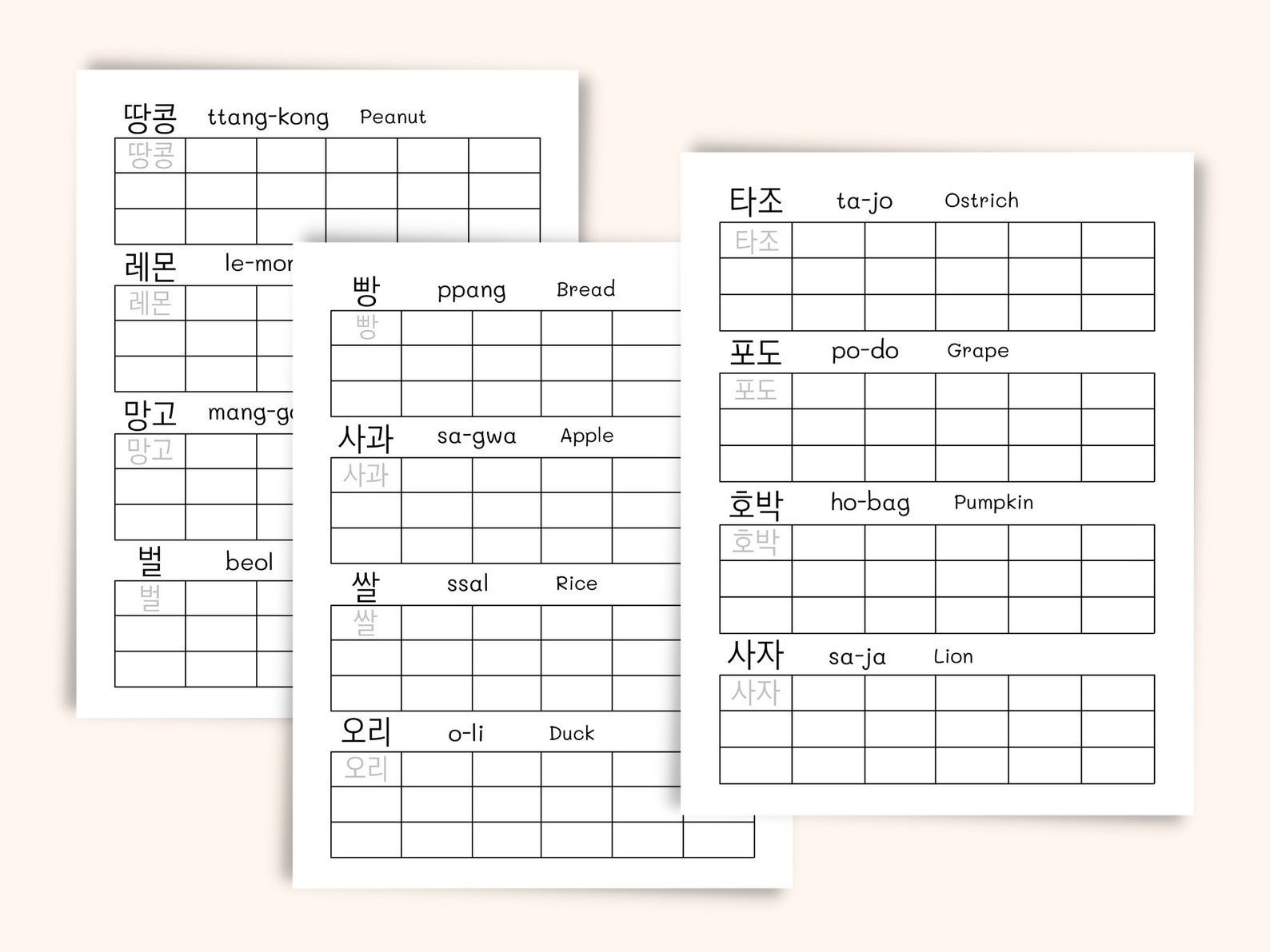 Korean Flashcards Consonants Vowels & Numbers Printable | Etsy