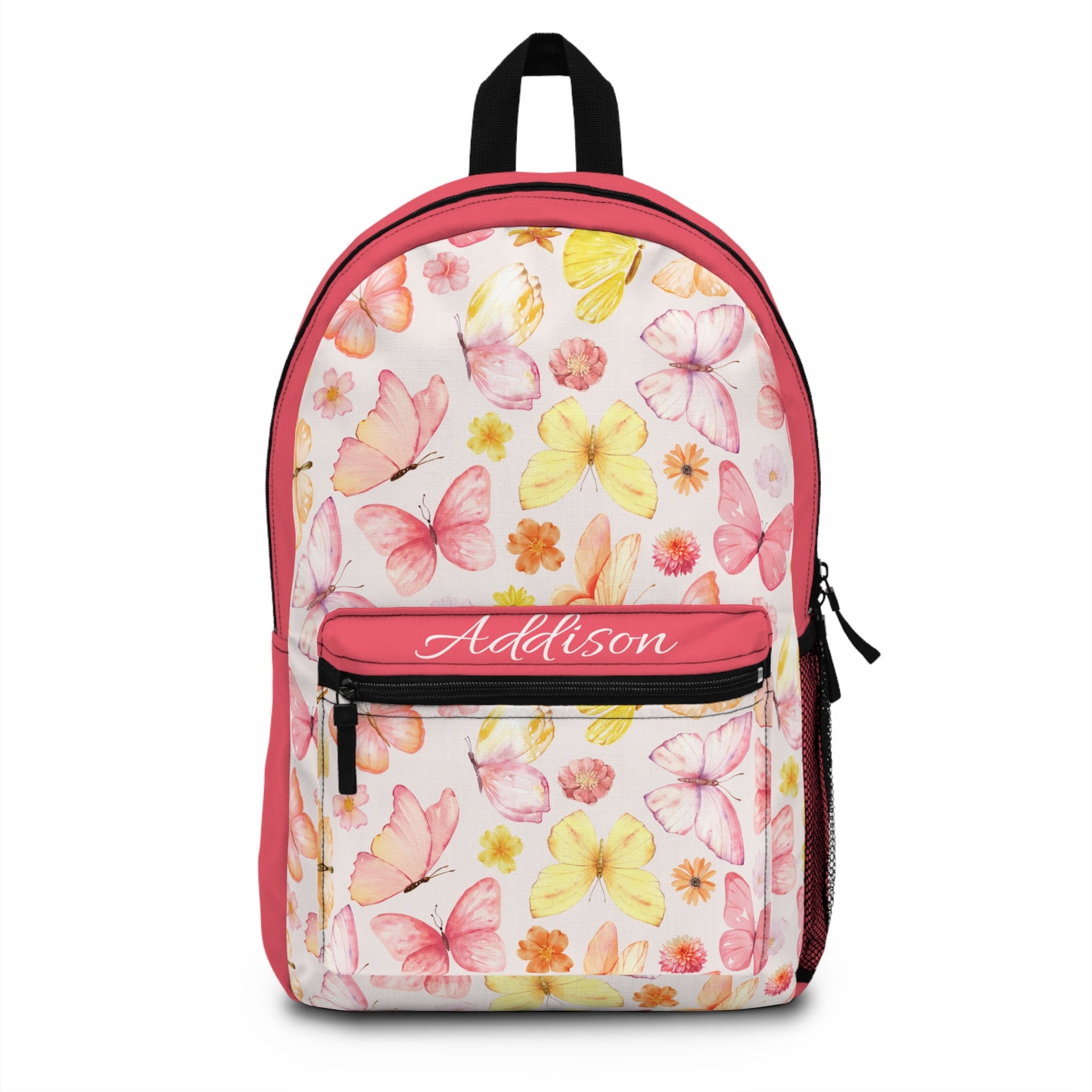 Personalized Butterflies & Flowers Backpack - Floral School Bag, Nature ...