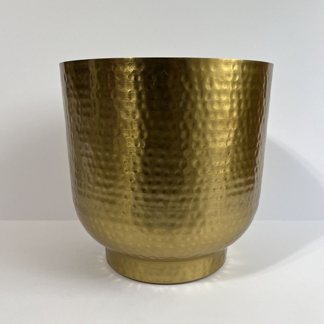 Hammered Gold Pedestal Planter Cachepot, Gold Metal Vase Flower Pot ...