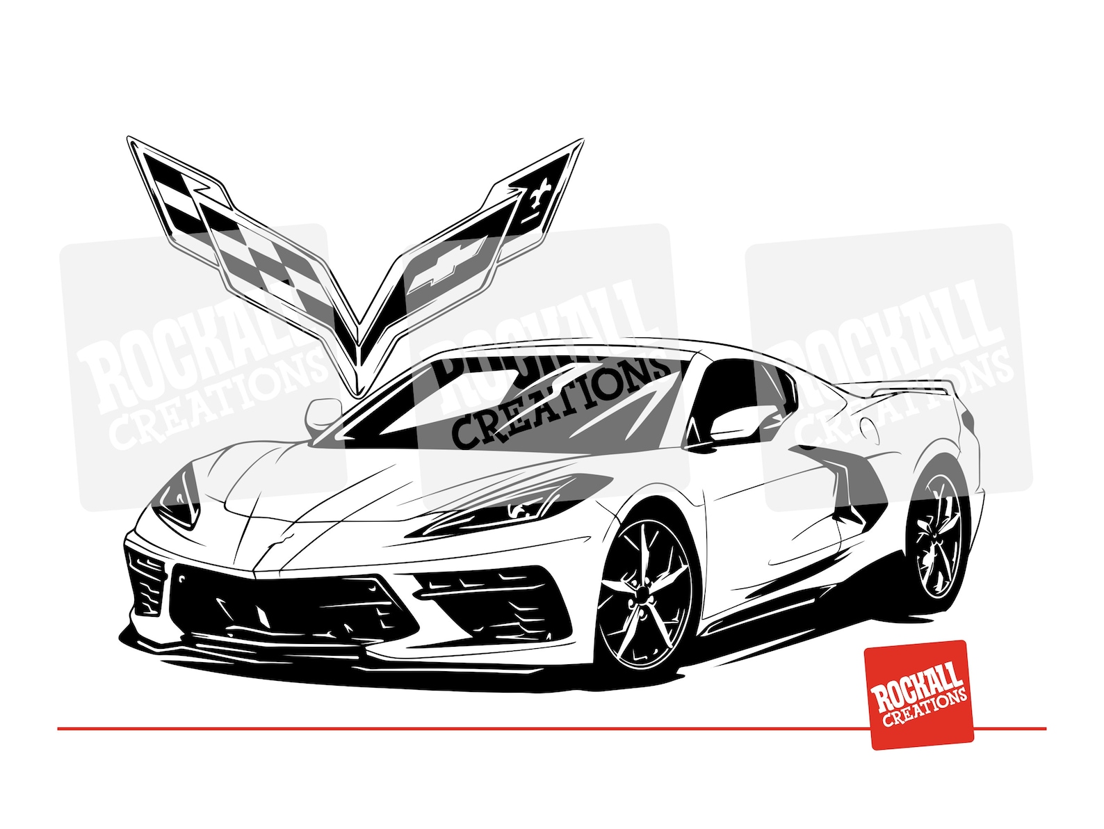 Chevy Corvette C8 digital vector files png svg cdr eps | Etsy